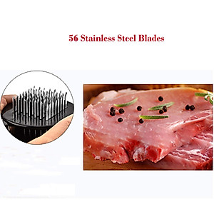 Meat Tenderizer Tool, 56 Needles Stainless Steel Tenderizer For Tenderizing Steak Beef Fish And Poultry, Black