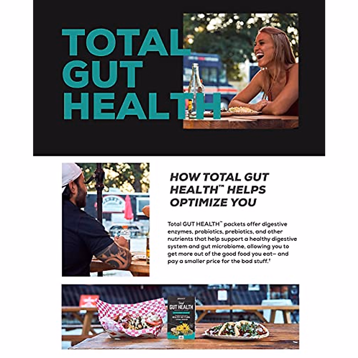 ONNIT Total Gut Health - Complete Probiotics & Digestive Enzyme Supplement for Women & Men | 5 Strains of Probiotics, Prebiotics, Enzymes, Betaine HCL