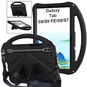 ESSTORE Kids Case Compatible with Samsung Galaxy Tab S9 11"/Tab S9 FE 10.9"/Tab S8 11"/Tab S7 11" Shockproof Children Friendly EVA Foam Protective Stand Handle Cover with Shoulder