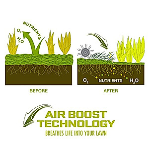 Sun Joe AJ801E 12-Amp 13-Inch Electric Dethatcher and Scarifier w/Removeable 8-Gallon Collection Bag, 5-Position Height Adjustment, Airboost Technology Increases Lawn Health, 13 inch, Green