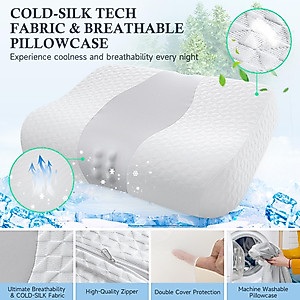 Zibroges Premium Ergonomic Cervical Pillows: Adjustable Memory Foam for Neck & Shoulder Pain Relief - Orthopedic Contour Support, Cooling Comfort for Side/Back Sleepers & Adults