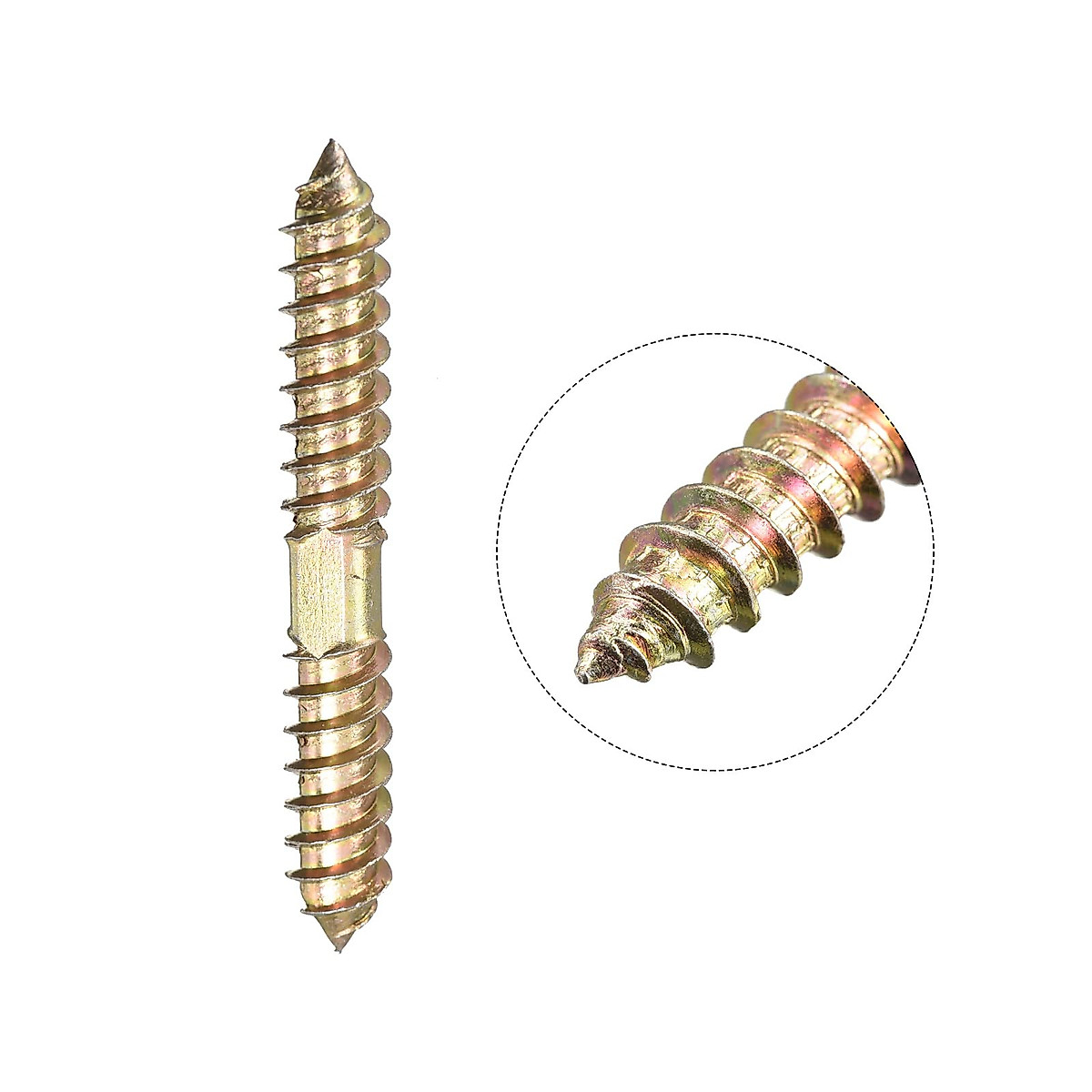 uxcell 8x50mm Hanger Bolts, 24pcs Double Ended Self-Tapping Thread Wood to Wood Dowel Screws for Wood Connecting