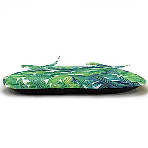 Ambesonne Banana Leaf Chair Seating Cushion Set of 8, Green Leaves of a Tropical Tree Brazilian Jungle Island Vegetation Art, Anti-Slip Seat Padding for Kitchen & Patio, 16"x16", White and Green