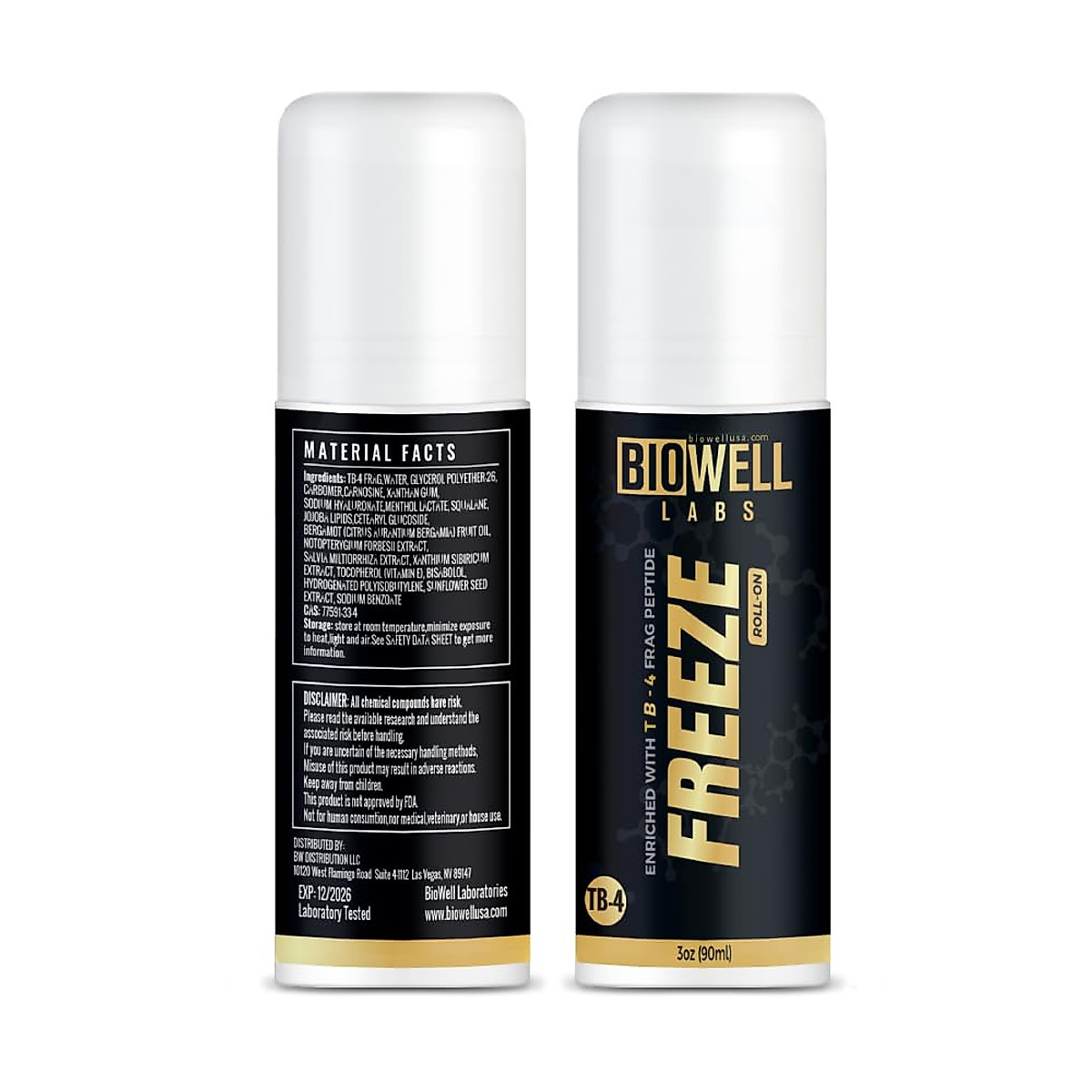 BioWell Labs Freeze Roll On with TB-4 for Muscles and Joints