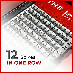 THE LASH SUPPLY Spikes Eyelash Extension Professional Supplies, C/D Curl, 10-18mm Length, 0.07 Thickness, 16 Lines of Matte Black Fake Eye Lashes, Soft and Lightweight Lashes Mixed Pack