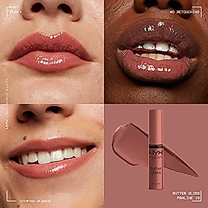 NYX PROFESSIONAL MAKEUP Butter Gloss, Non-Sticky Lip Gloss - Praline (Deep Nude)