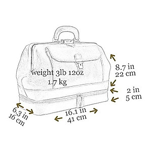 Time Resistance Leather Medical Doctor Bag Vintage Style Medium Satchel Black