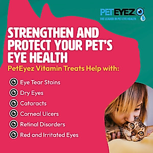 PetEyez Vitamin Treats for Cats - Tear Stain Remover - Eye Health Support - Reduces Itching & Allergies - Chicken Flavor - 1oz