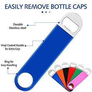 24 Pack Stainless Steel Flat Bottle Opener Bulk Heavy Duty Bartender Beer Openers Rubber Coated Beer Bottle Opener 7 Inch Beer Can Opener for Men Women Bar Kitchen Restaurant Party Supplies, 6 Colors