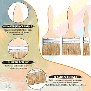 Skylety 120 Pcs Chip Paint Brushes Bulk 1/2/3 Inch Various Size Paint Brushes Household Bristle Paintbrushes Disposable Stain Brushes for Painting, Glue, Varnish, Oil, Stain, Art Crafts Furniture Deck