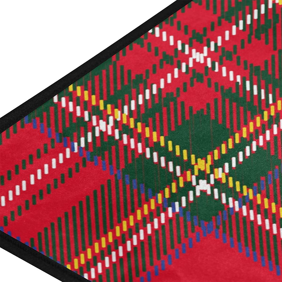Kitchen Rugs Runner Red Green Tartan Plaid Pattern Comfort Floor Mat Bath Mats Bed Desk Bathroom Area Rug Long Doormat Carpet Home Hotel