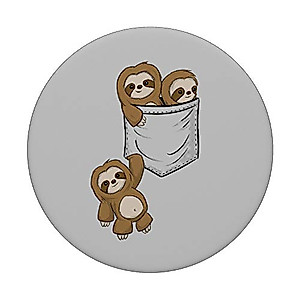 For Sloth Lovers Cute Kawaii Baby Sloths In Pocket PopSockets Swappable PopGrip