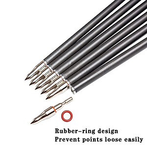 Pinals Archery 19/64" 100 Grain Field Points Tips Target and .244/6.2mm Arrows Inserts for Bow Hunting 12Set(Sharp)