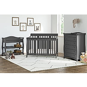 Storkcraft Tuscany 4-in-1 Convertible Crib, Gray, Easily Converts to Toddler Bed, Day Bed or Full Bed, 3 Position Adjustable Height Mattress (Mattress Not Included)