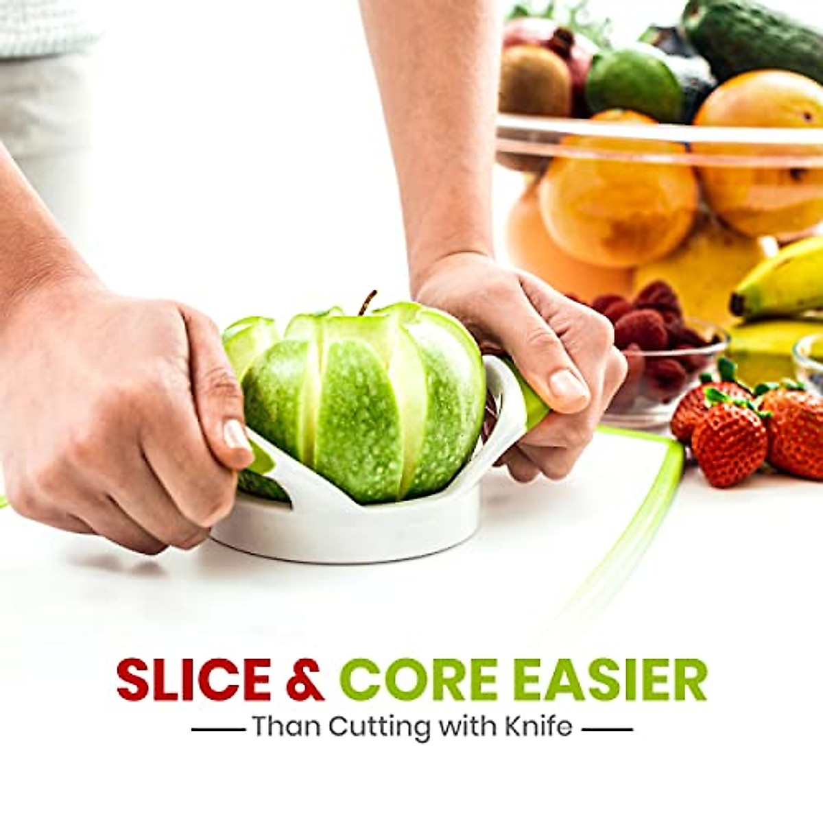 Utopia Kitchen - Apple Corer and Slicer- Fruit Cutter - Apple Divider - Wedger - Stainless Steel Slicer for Fruits - Vegetables- Ergonomic Handle- Easy Grip- 8 Sharp Blade & Slices (Green)