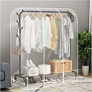 Senvitate Garment Rack Cover, Transparent PEVA Clothes Rack Cover with 2 Smooth Zipper, Clothing Dustproof Waterproof Protector Cover (47X20X59-Clear)