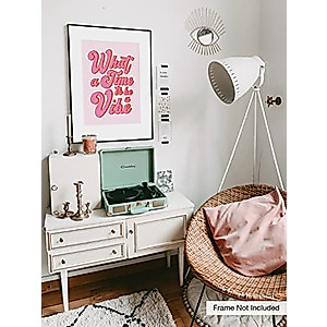 Saturdays Co. Pink Wall Art Print - 12 x 16 inch (UNFRAMED), Posters for Room Aesthetic, Trendy Decor Teen Girls, Bedroom Decor, Prints, Living Room, Apartment, Dorm, and more (What a Time)