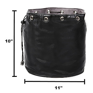 PUGED Large DND Dice Dragon Leather Drawstring Bags with Pockets Storage Bag for RPG MTG Game Dices Capacity Over 1000 Dice (Black)