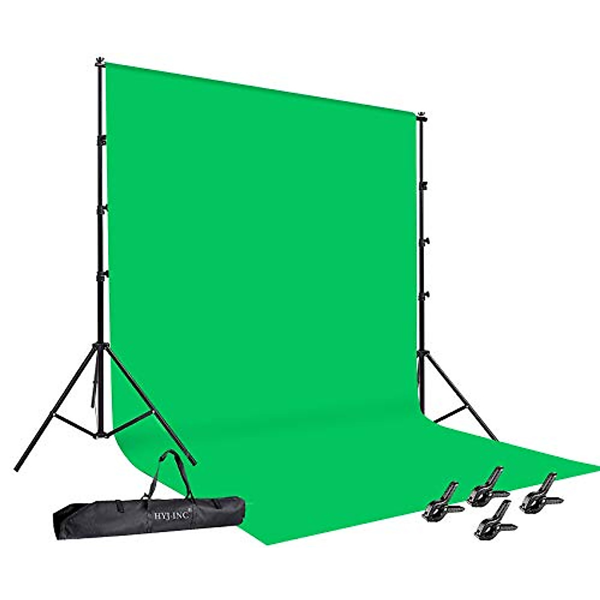HYJ-INC Photo Video Studio 10 x12ft 100% Cotton Muslin Chromakey Green Screen Backdrop with 8.5 x 10ft Stand Photography Background Support System Kit Clamp, Carry Bag