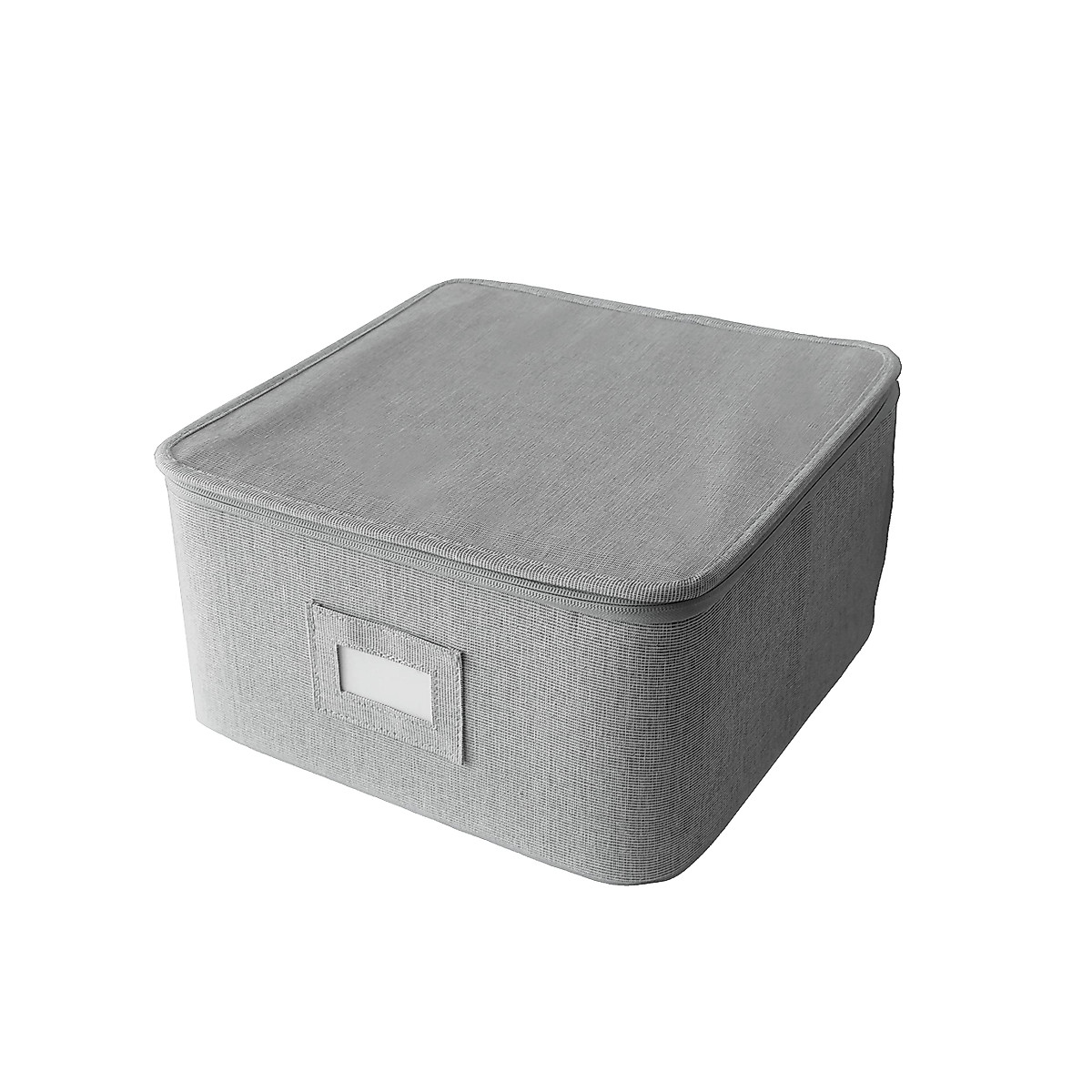 In This Space Grey Twill Hard Shell(tm) Two Square China Plates Storage Container With Secure Lid for dinner round or square plates (11.5” and 9.5”)