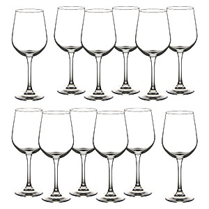 UMEIED Tempered Wine Glasses Set of 12, 12-oz Wine Glass Chip Resistant, Bulk Wine Glass Set for Restaurants, Bars, Picnics, Dishwasher Safe
