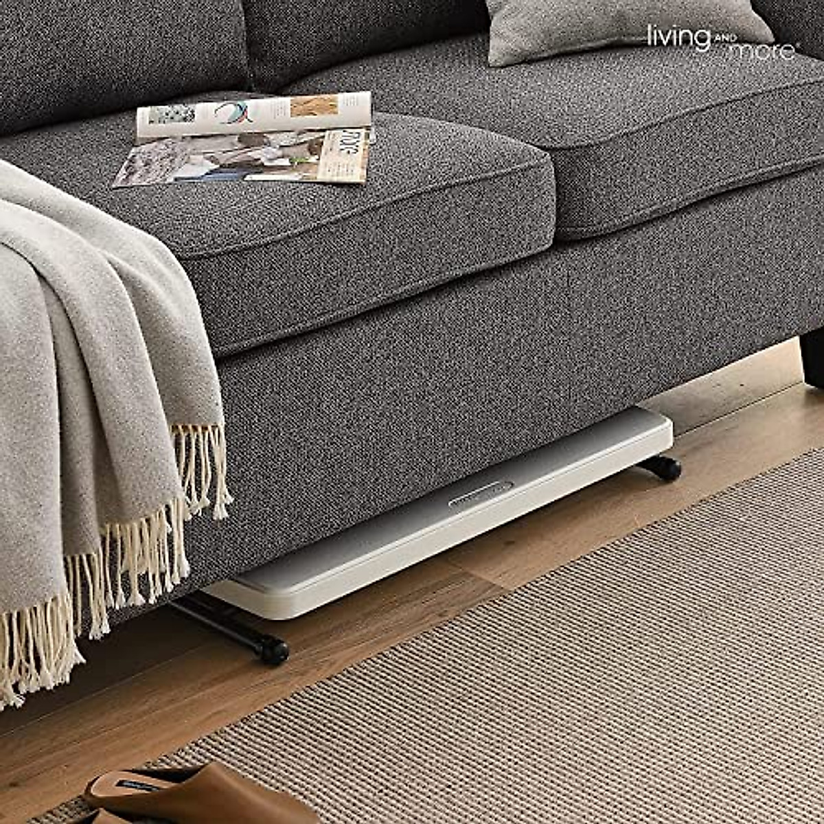 Living and More 28inch Height-Adjustable Personal Table, TV Tray, Portable Dinner Table, Multi-Purpose, Lightweight, No Assembly, Easy Fold and Storage, White