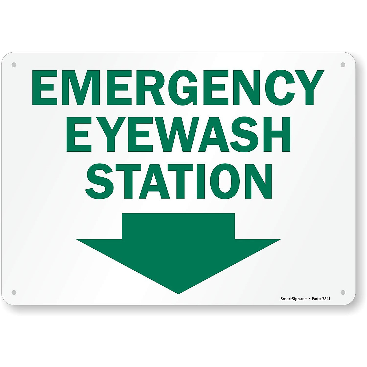 "Emergency Eyewash Station" Sign with Down Arrow by SmartSign | 10" x 14" Aluminum