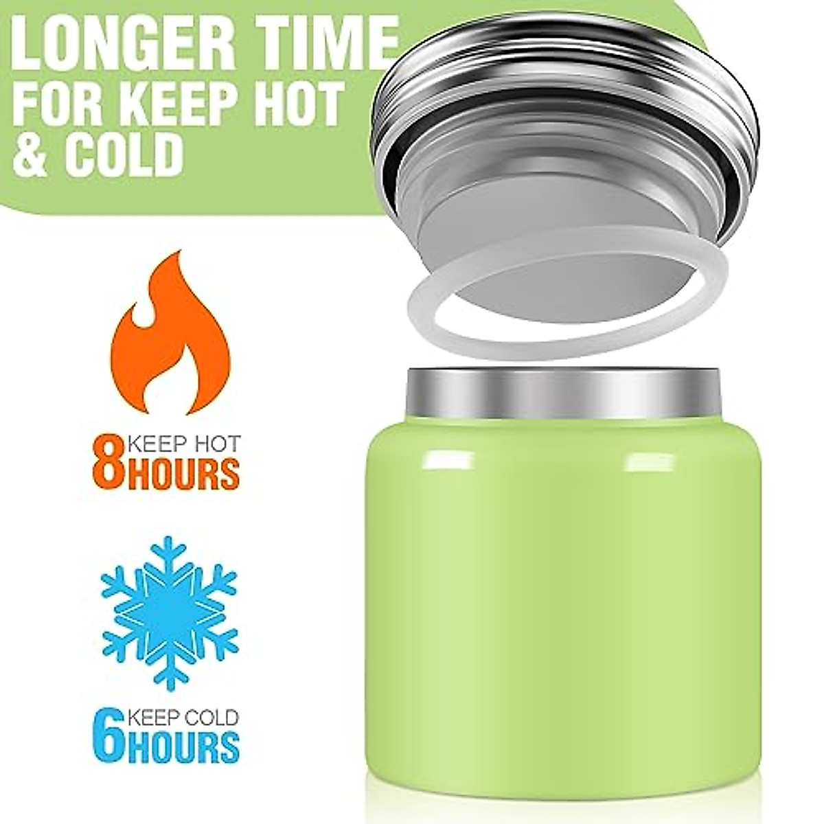 MZLMZL Kids Thermoses for Hot Food,10oz Leak-Proof Insulated Food Container,Soup Termoses Para Comida Caliente,Coffee Canister Wide Mouth Design Food Jars Hot or Cold Meals Lunch Box (Green)