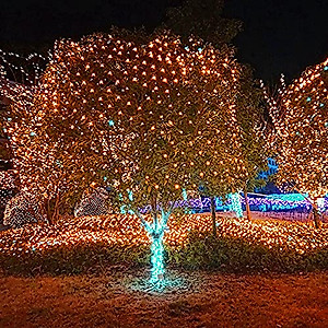 FUNPENY Halloween 360 LED Net Lights, 12ft x 5ft 8 Modes Waterproof Connectable Halloween Decorations for Outdoor Garden Party Decor (Orange)