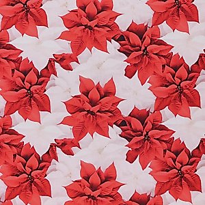 Mook Fabrics Cotton 2024 Christmas Poinsettas, Red/White Cut by The Yard