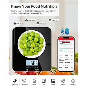 FITINDEX Food Scale for Weight Loss, Kitchen Scale for Food Ounces and Grams, Digital Smart Food Nutrition Scales, Cooking Coffee Scale with Smartphone APP for Baking, Calorie, 11lb/5kg