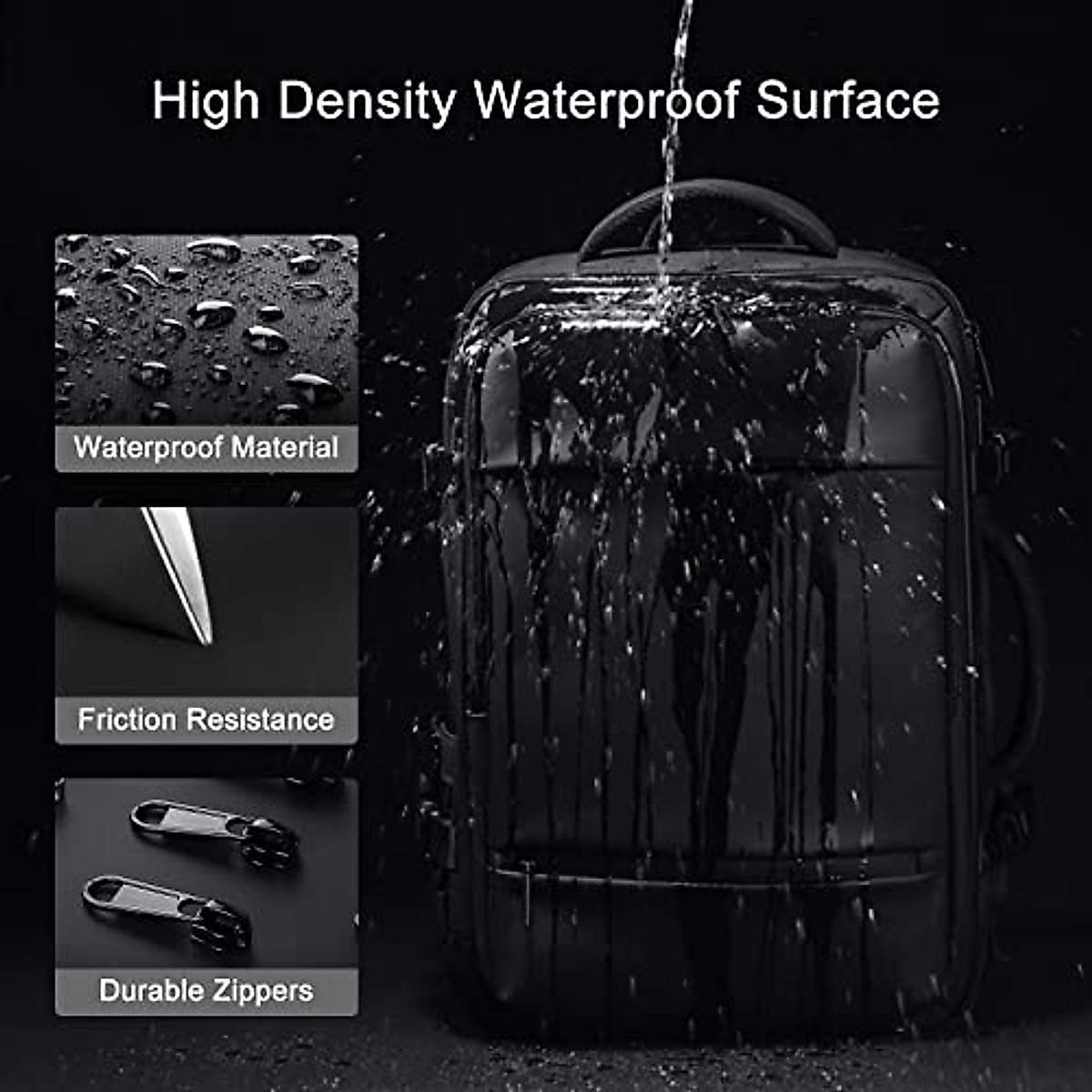 FENRUIEN Expandable Travel Backpack Airline Approved, 17.3”Large 40L Business Laptop Backpack for Men with USB Port, Working Daily Traveling Suitcase