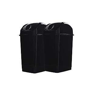 Superio Mini Plastic Trash Can with Swing Top Lid 1.25 Gallon Compact Small Waste Bin Portable Garbage Can for Countertop, Desktop, Make up Vanity, Bathroom, Car, Under Sink, Dorm, 5 Quart (Black, 2)