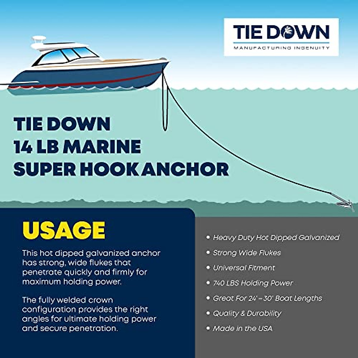 Tie Down Engineering 3000.3318 95045 14 Pound Marine Super Hooker Anchor