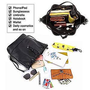 AFKOMST Bucket Bags and Purses For Women Drawstring Hobo and Shoulder Handbags with 2 Detachable Straps