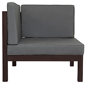 EMKK 4 Pcs Outdoor Furniture Sectional PE Rattan Wicker Patio Conversation Cushions and Table X-Back Sofa Set, Lshaped Brown+Gray