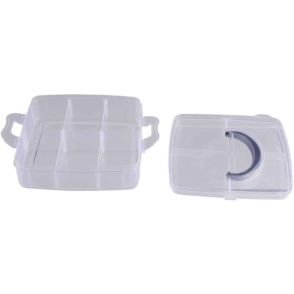 Juvale Plastic Craft Organizer Box with 6 Compartments (6 Inches, 2-pack)