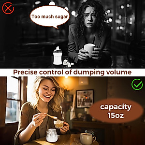 holoith Sugar Container with Bamboo Lid and Spoon,15 oz Sugar Bowl Glass Jar for Coffee Bar Accessories Coffee Canister Kitchen Decor Housewarming Gift Christmas Refillable Design