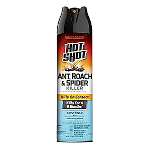 Hot Shot Ant, Roach & Spider Killer, Kills Insects Indoors and Outdoors, Kills Roaches and Listed Ants on Contact, Insecticide Spray, 17.5 Ounce (Crisp Linen)