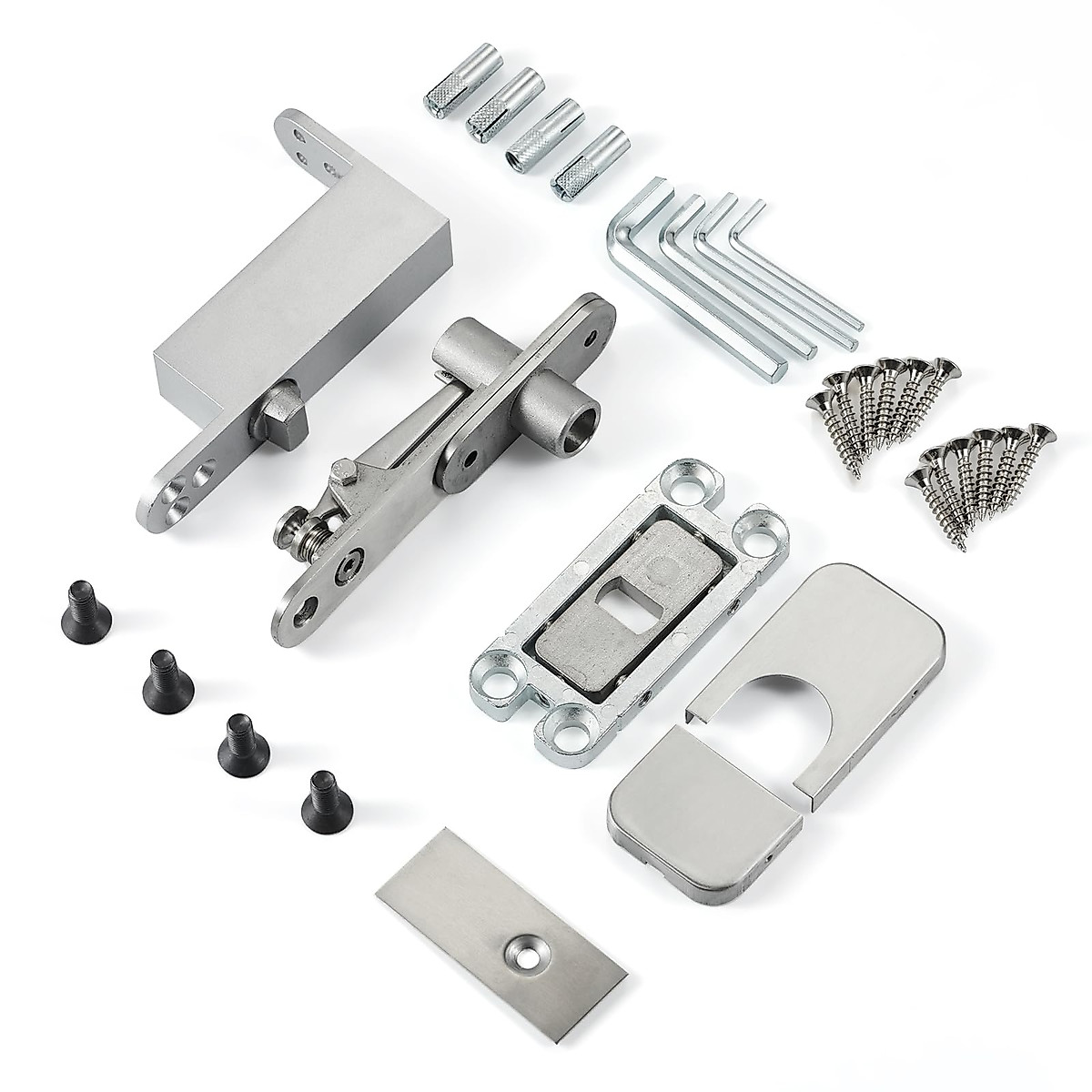 Ranbo Commercial/Home Self Closing Door Pivot Hinges Heavy Duty Hidden Hinges for Wood Doors 360 Degree Shaft Stainless Steel invisible Pivot Hinge System (2 Way Adjustable)