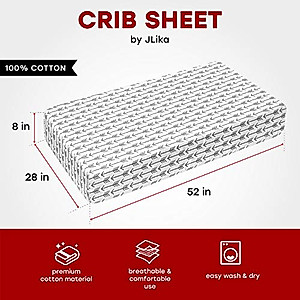 Crib Sheets for boy Girl - 100% Cotton Fitted Crib Sheet Set - Perfect for Baby Boys, Fits Standard Toddler Mattress (Gray Arrows)