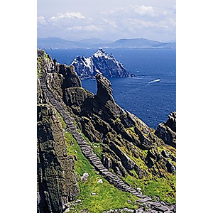 Posterazzi Stone Stairway Michael Skellig Islands County Kerry Ireland Poster Print, (12 x 18)