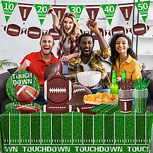 Football Party Supplies Kit Serve 25, 178Pcs Football Theme Party Decorations Includes Football Plates and Napkins Cups Banner Tablecloth for Football Birthday Game Day Tailgate Party Decorations