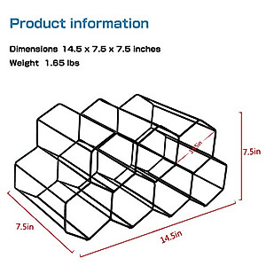 Buruis 9 Bottles Metal Wine Rack, Countertop Free-Stand Wine Storage Holder, Space Saver Protector for Red & White Wines - Black