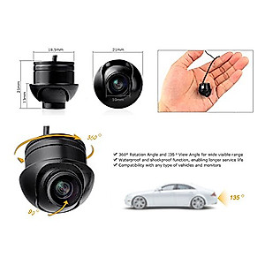 Auto Wayfeng WF® Universal Car Front/Side View Camera 360 Degrees Adjustable HD Color Night Vision for Parking Monitor DVD (Non-Mirror + No Parking Guideline)
