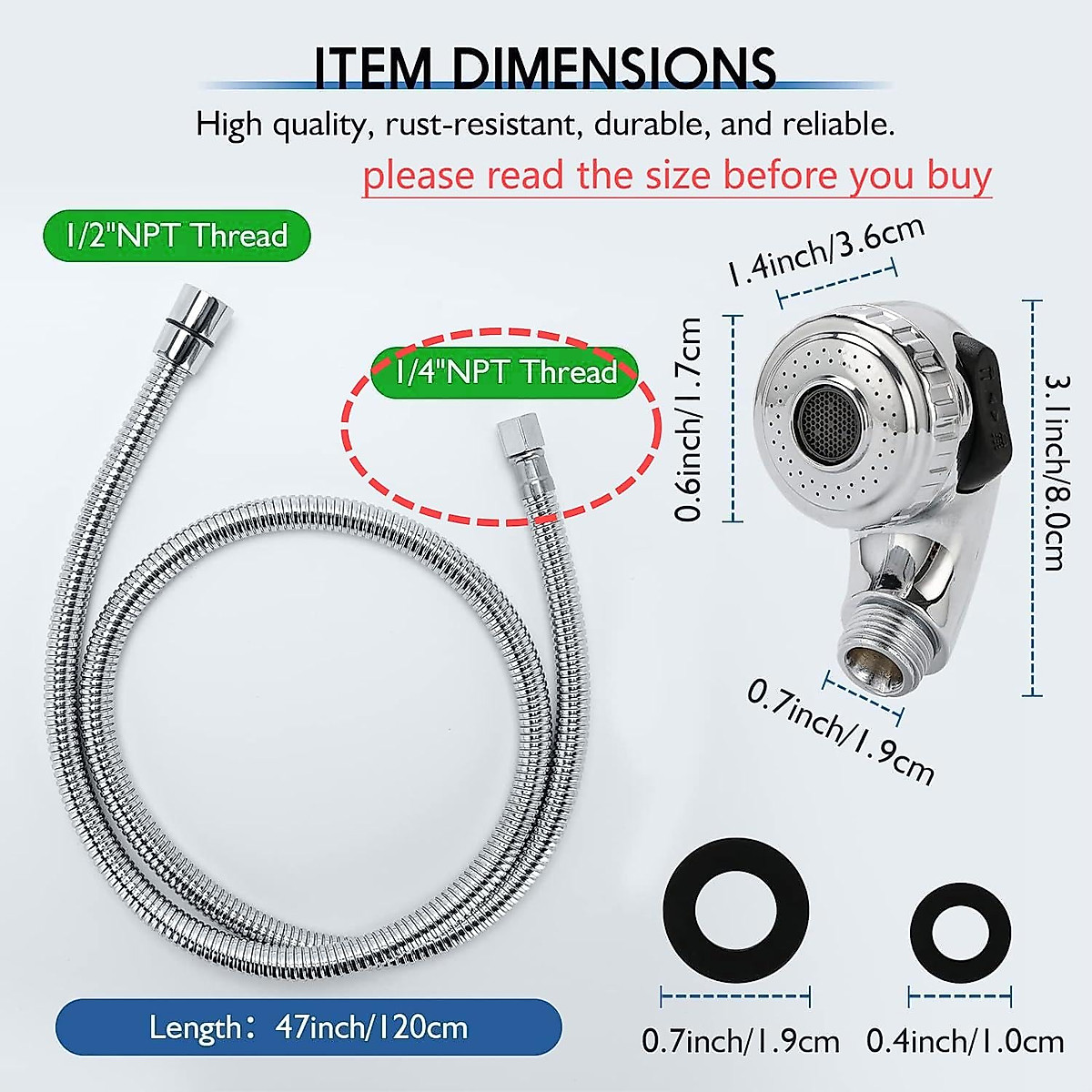 LukLoy Shampoo Bowl Sprayer Hose Replacement, 1/4" Nut Professional Salon Sink Stainless Steel Hose for Sink Shampoo Bed