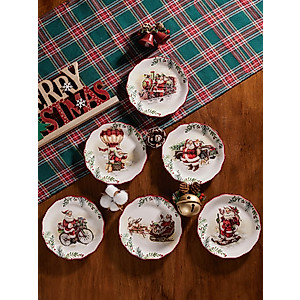Bico Santa On The Way Ceramic Appetizer Plates, 6 inch, Set of 6, for Tapas, Salad, Appetizer, Microwave & Dishwasher Safe