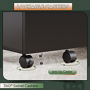 DEVAISE 2 Drawer File Cabinet, Mobile Printer Stand, Wood Filing Cabinet fits A4 or Letter Size for Home Office, Black