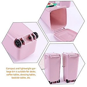 ULTECHNOVO Recycle Bin Small Trash Can with Lid, 2pcs Plastic Mini Wastebasket with Avocado Pattern for Home Office Kitchen Vanity Bedroom Bathroom and Funny Gift Garbage Truck