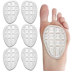 Svowin Ball of Foot Cushions, Metatarsal Pads, Forefoot Pads, Anti Slip Shoe Inserts for Open Toe Shoe, Shoe Pads Heel Pads for Stop Feet from Sliding Forward- 3 Pairs (Clear)
